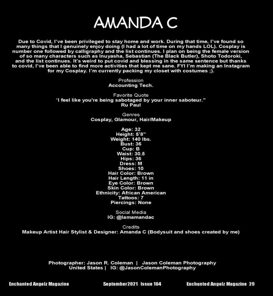 Amanda Cross in Enchanted Angelz Magazine